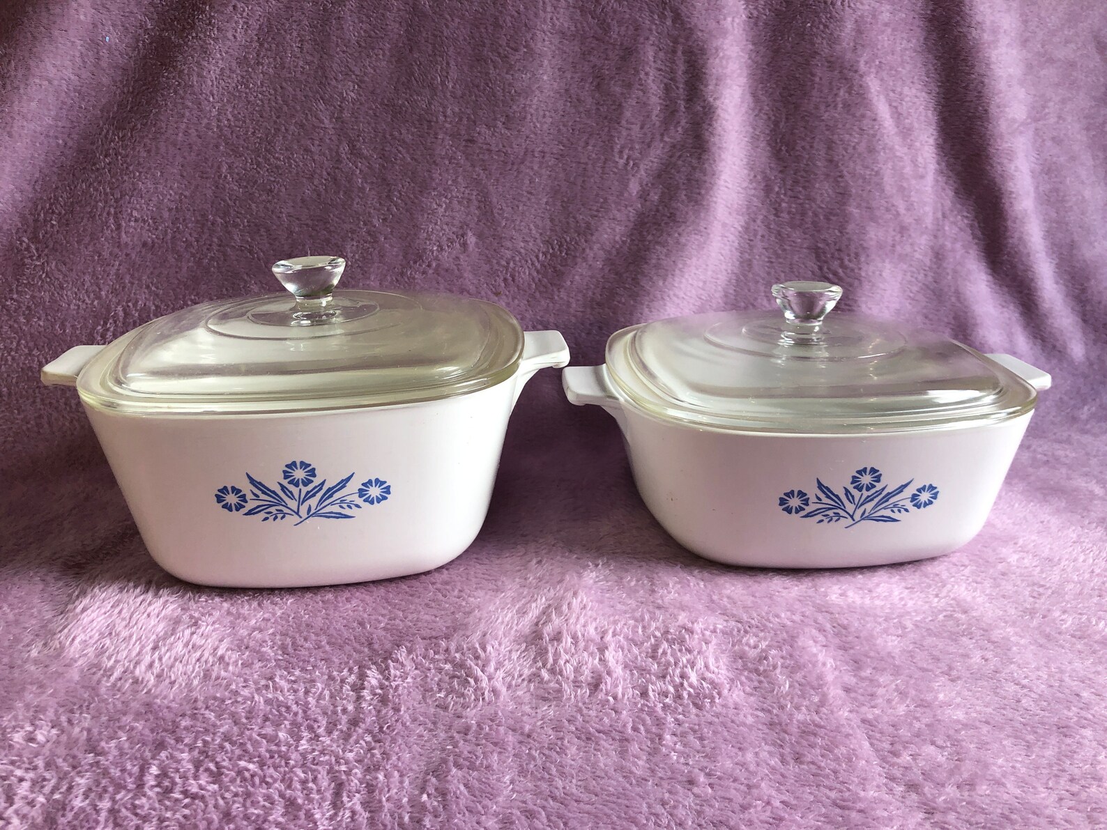 Vintage Corning Ware Set of Two Casserole Dishes With Lids Blue ...