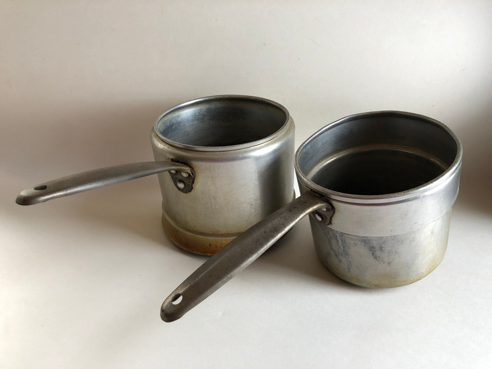 Vintage Aluminum Pots Double Boiler Cook Queen Mid-century Aluminumware ...