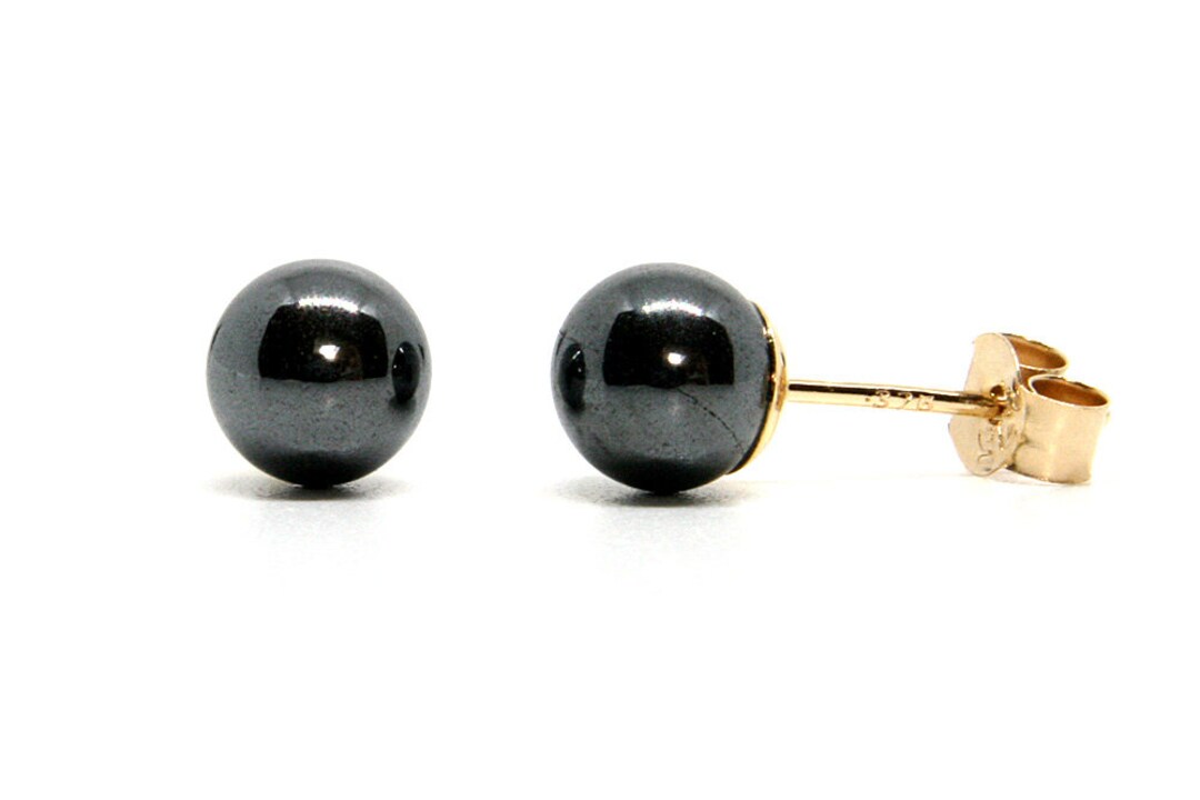 9ct Gold Hematite 5mm Stud Earrings Gift Boxed Studs - Etsy