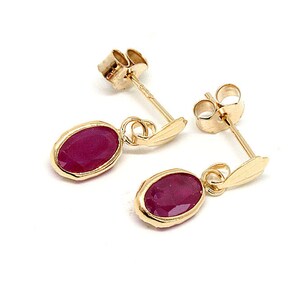 9ct Gold Ruby Drop Earrings Small Oval With FREE Gift Box - Etsy