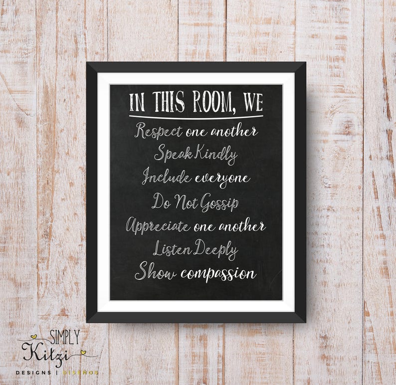 Teacher Printable, Wall Art Printable, "in This Room" Rules Chalkboard ...