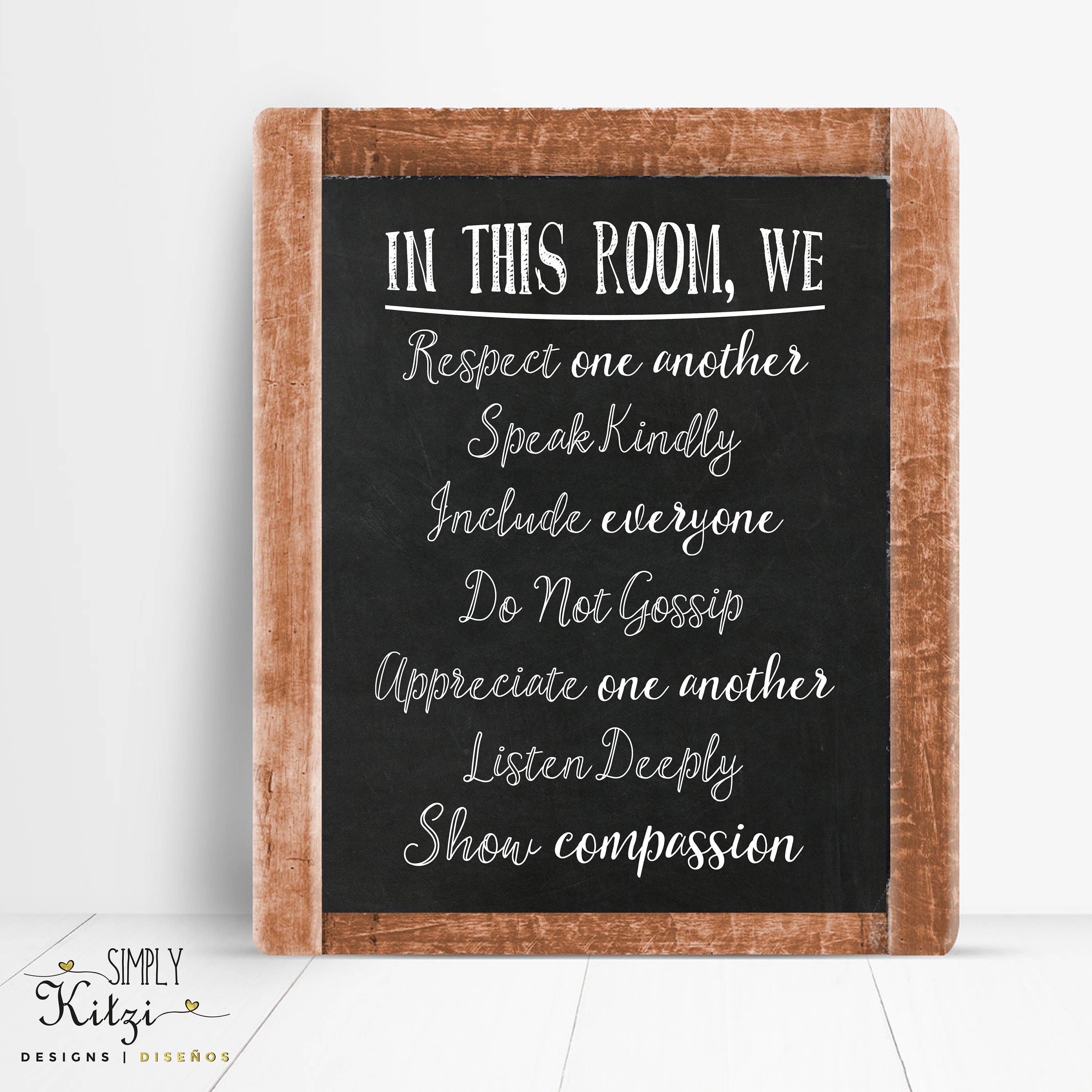 Teacher Printable, Wall Art Printable, "in This Room" Rules Chalkboard ...