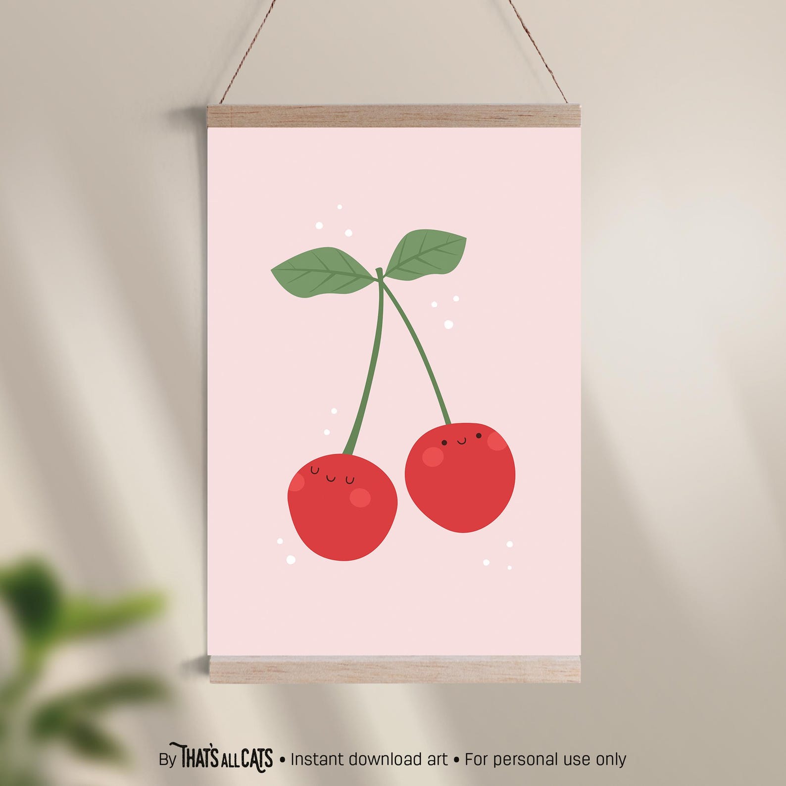 Cherry Nursery Print, Pink Boho Kids Room Decor (digital Download) - Etsy