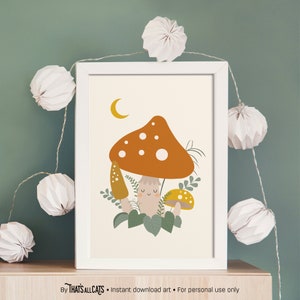 Mushroom Nursery Print,woodland Printable Art,boho Kids Room Decor ...