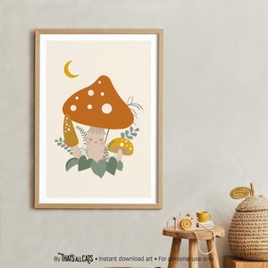 Mushroom Nursery Print,woodland Printable Art,boho Kids Room Decor ...