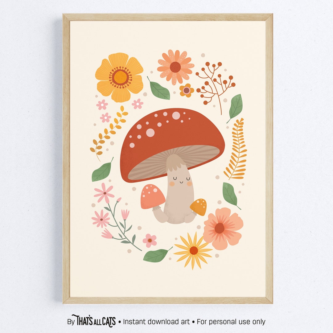 Mushroom Printable, Boho Nursery Wall Art,woodland Prints,forest Theme ...