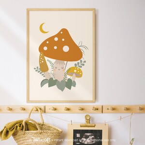Mushroom Nursery Print,woodland Printable Art,boho Kids Room Decor ...