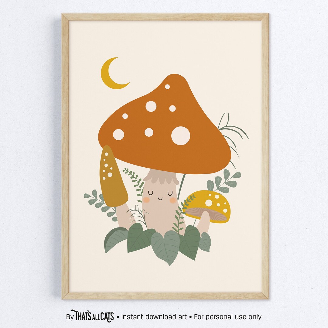 Mushroom Printable, Boho Print Nursery, Woodland Prints, Nursery Decor ...