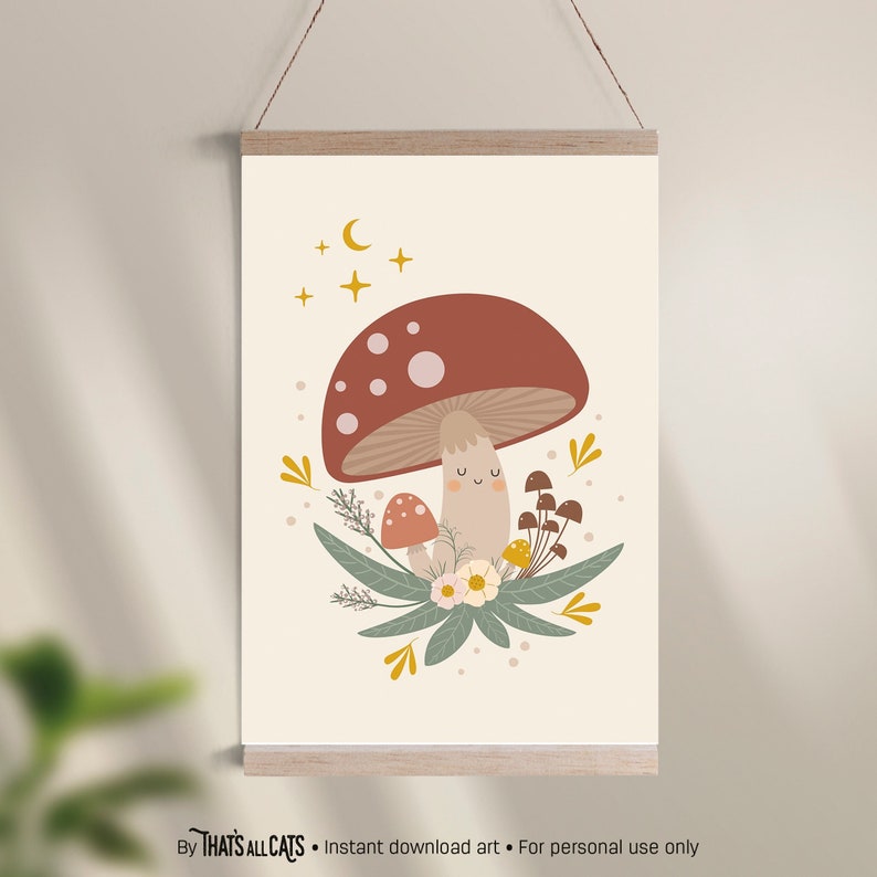 Mushroom Printable Boho Print Nursery Woodland Prints - Etsy