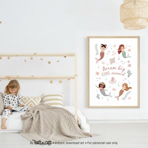 Mermaid Printable Wall Art, Mermaid Nursery Print, Girls Room Decor ...