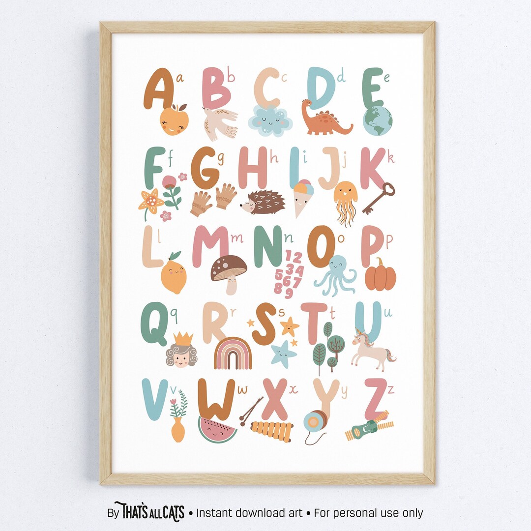 Alphabet Poster Nursery Printable Wall Art Abc Poster - Etsy