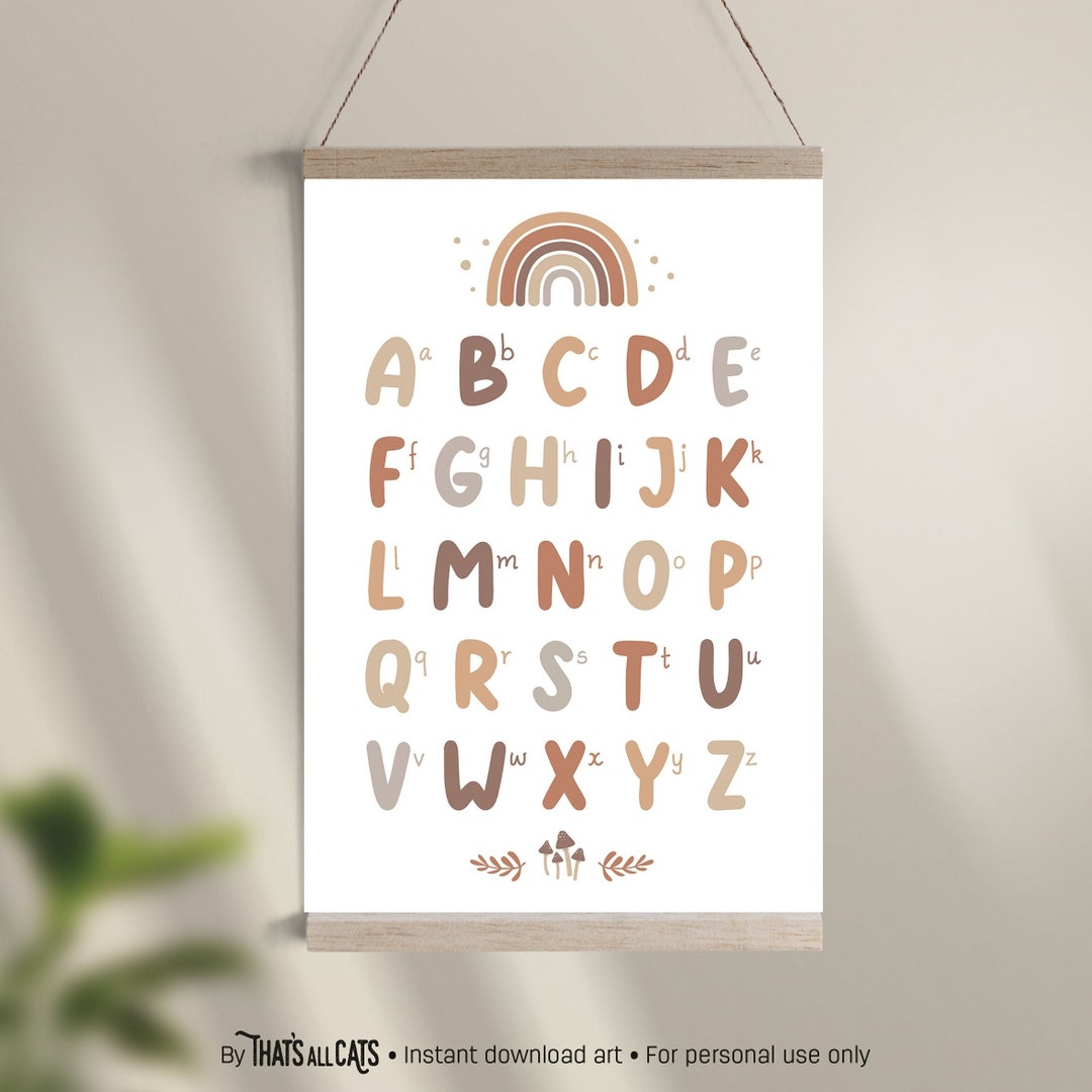 Boho Alphabet Poster, Abc Printable, Educational Wall Art,minimalist ...