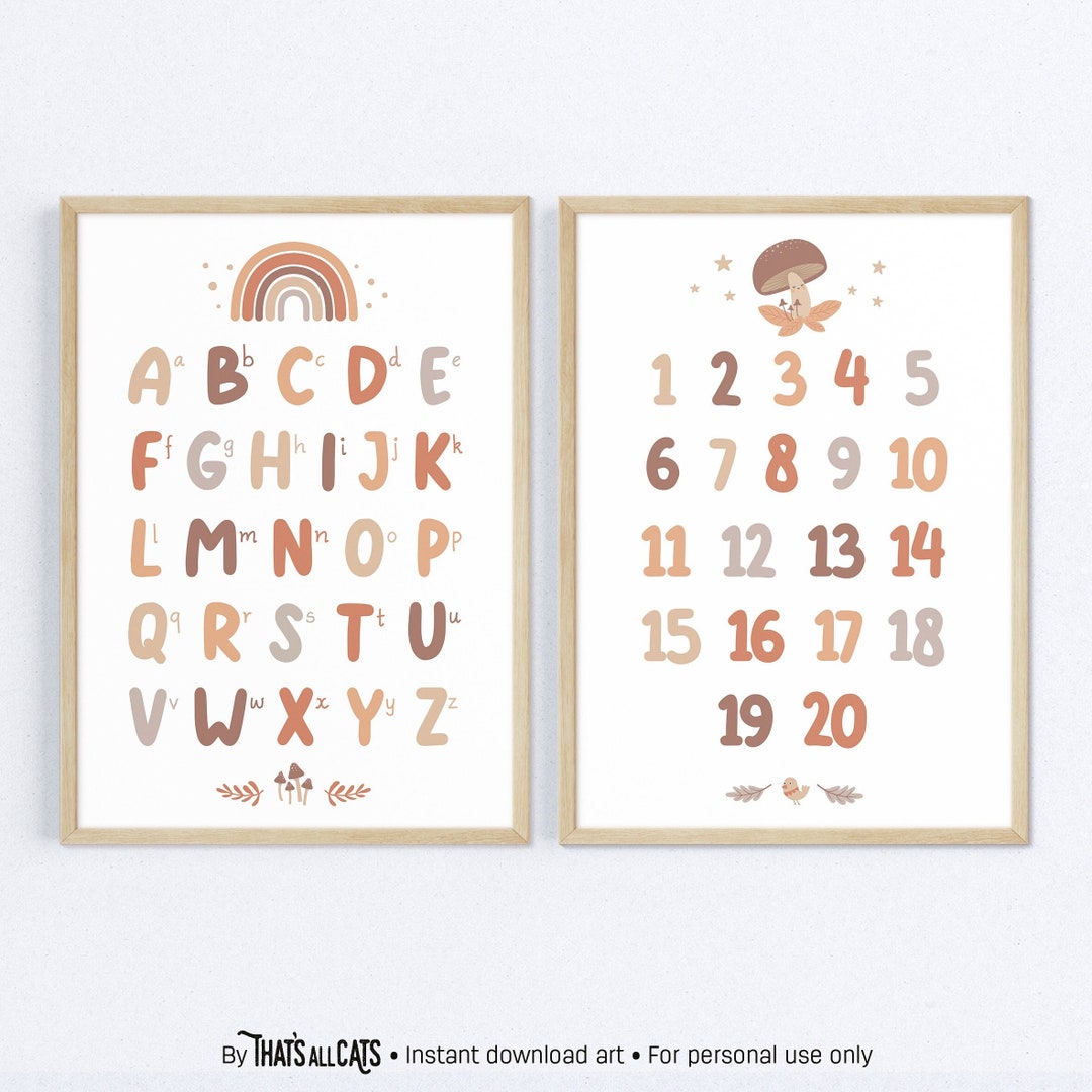 Alphabet Poster, Abc Nursery Print, Boho Alphabet, Kids Alphabet Print ...