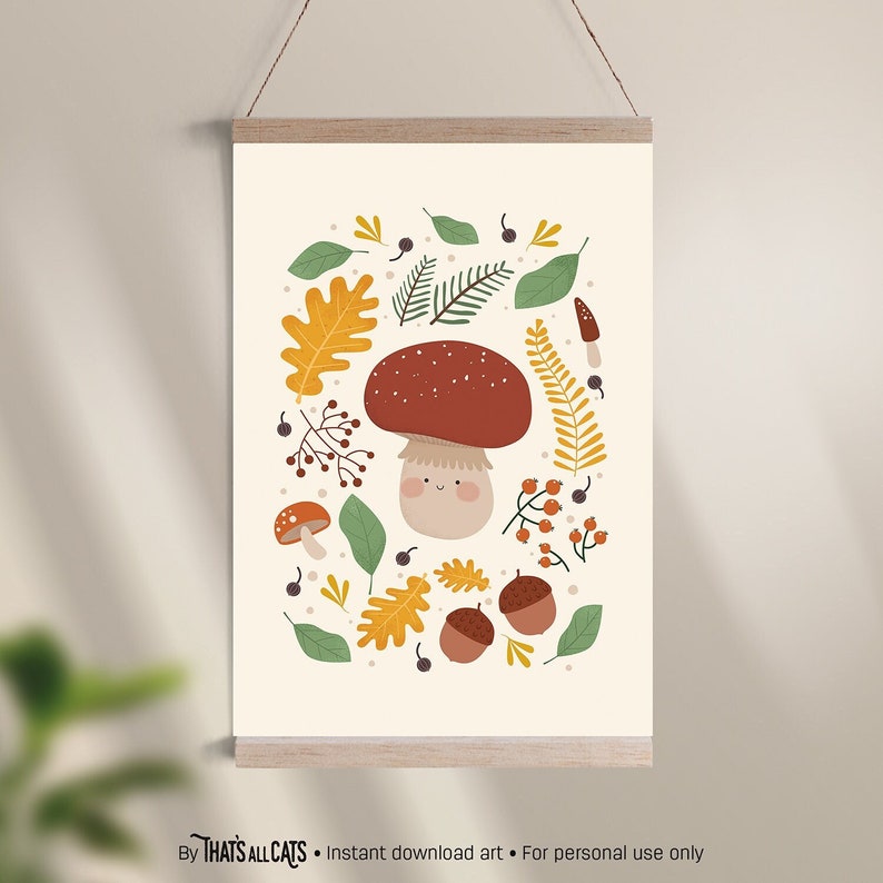Mushroom Printable, Boho Print Nursery, Woodland Prints, Nursery Decor ...