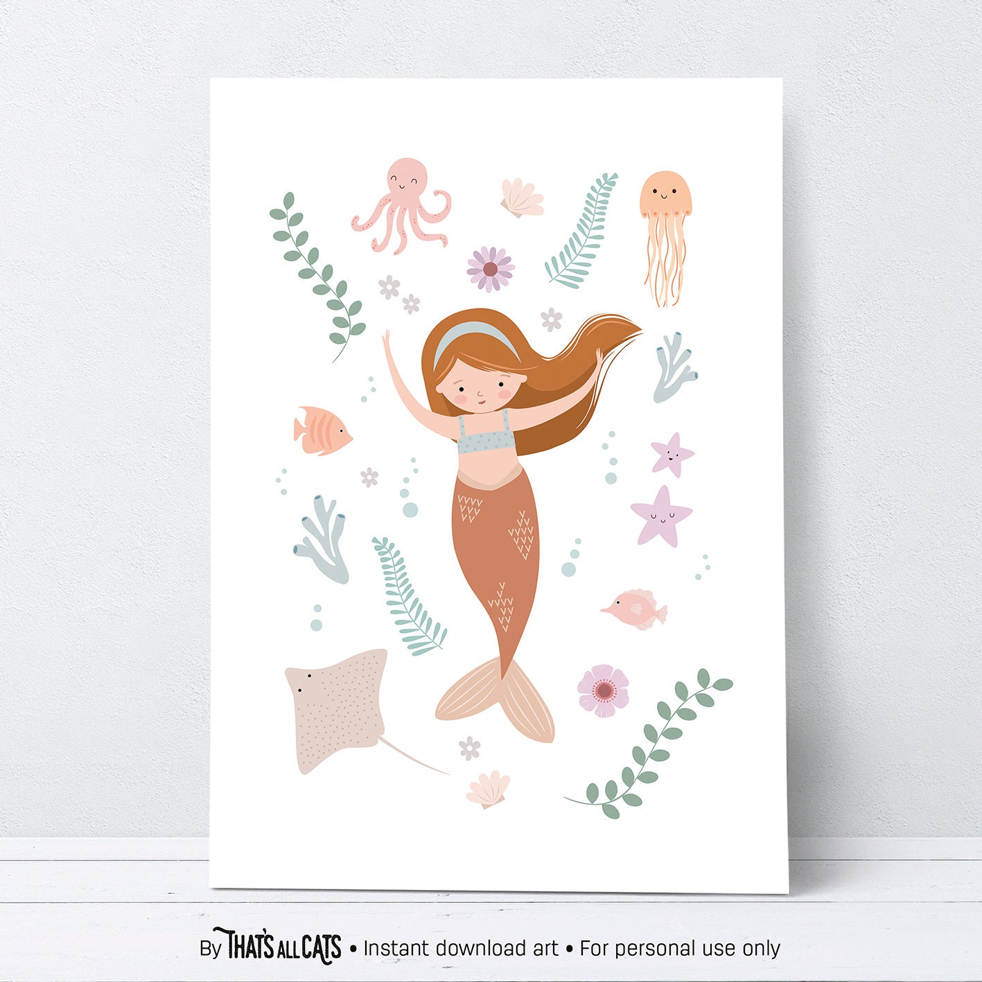 Boho Mermaid Nursery Art, Pastel Ocean Print (digital Download) - Etsy