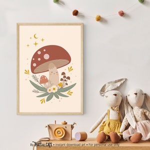 Mushroom Printable, Boho Print Nursery, Woodland Prints, Nursery Decor ...