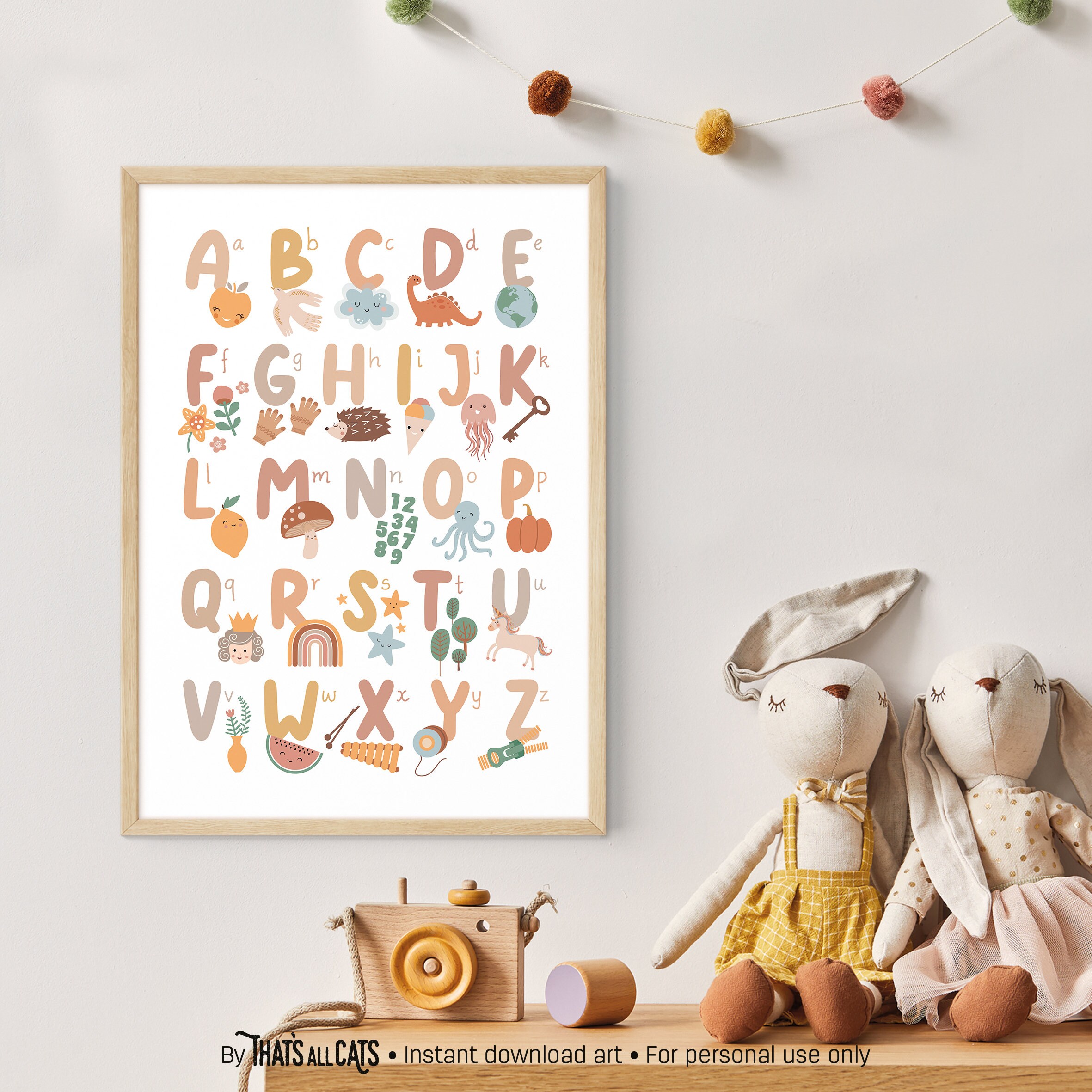 Alphabet Poster Printable Abc Nursery Print Boho Alphabet - Etsy
