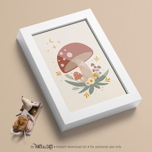 Mushroom Printable, Boho Print Nursery, Woodland Prints, Nursery Decor ...