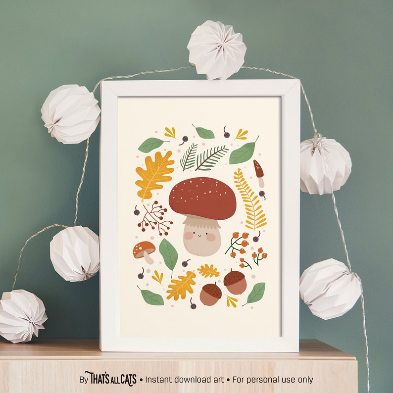Mushroom Printable, Boho Print Nursery, Woodland Prints, Nursery Decor ...