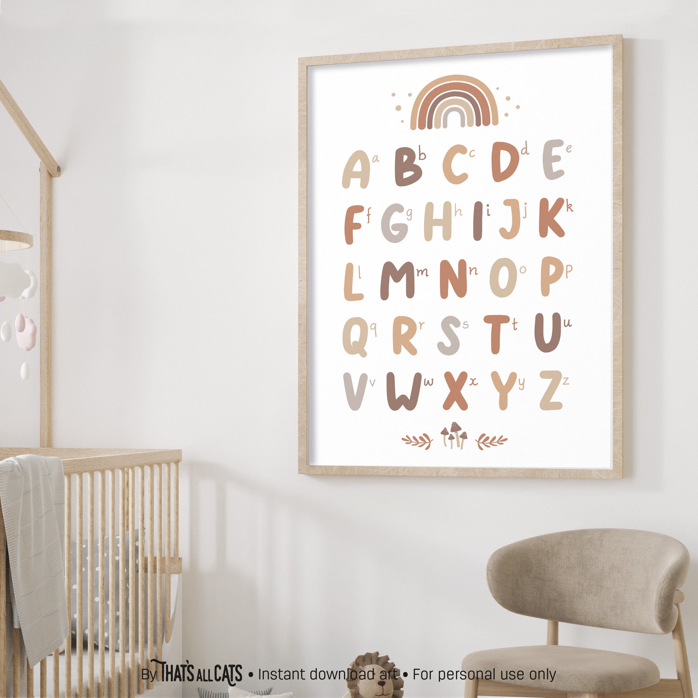 Boho Alphabet Poster, Abc Printable, Educational Wall Art,minimalist ...