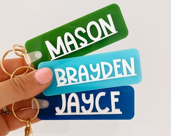 Groovy Backpack Name Tag, Acrylic Keychain, Retro Name Keychain ...