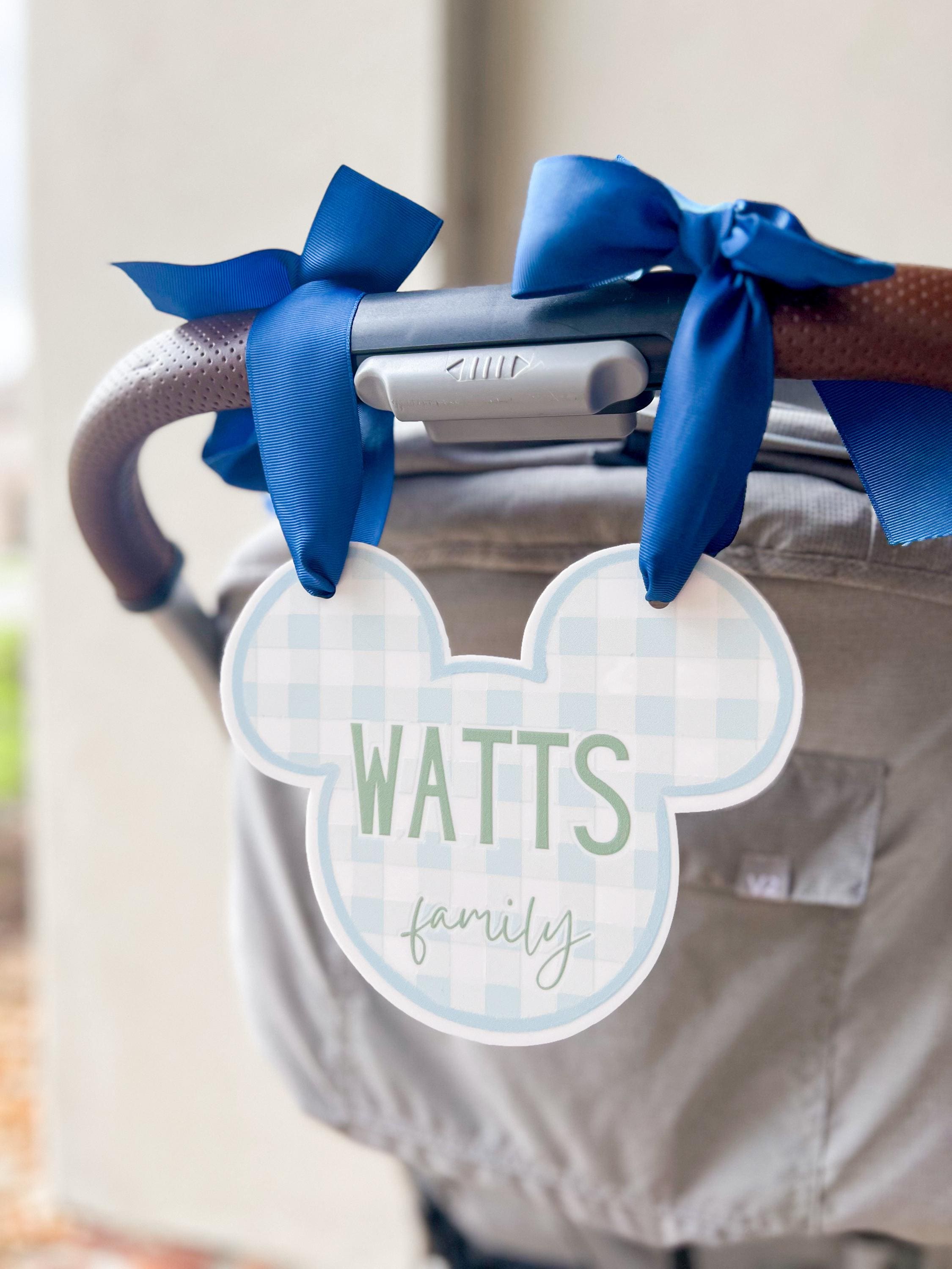 Personalized Stroller Tag, Mouse Ear Name Sign, Theme Park Stroller Tag ...