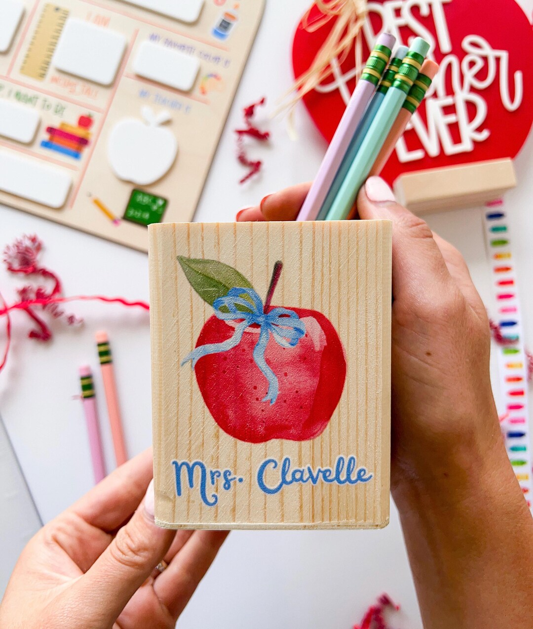 Apple of My Desk Pencil Holder, Teacher Appreciation Gift, End of ...
