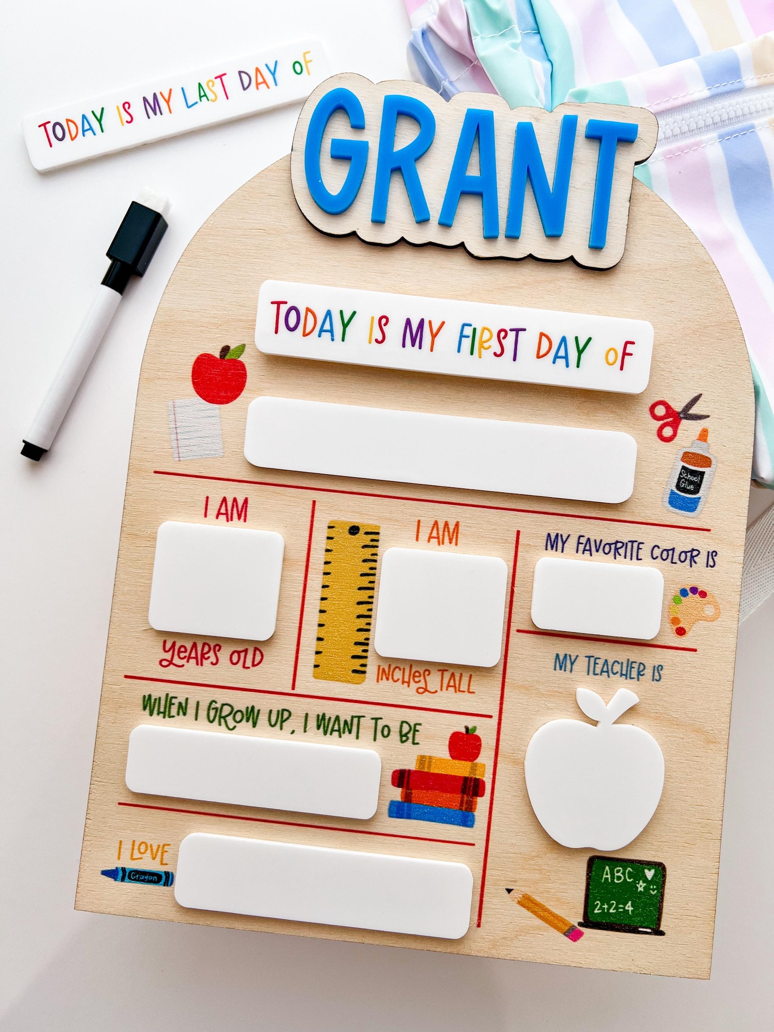 Back to School Arched Board, First Day of School Sign, Last Day of ...