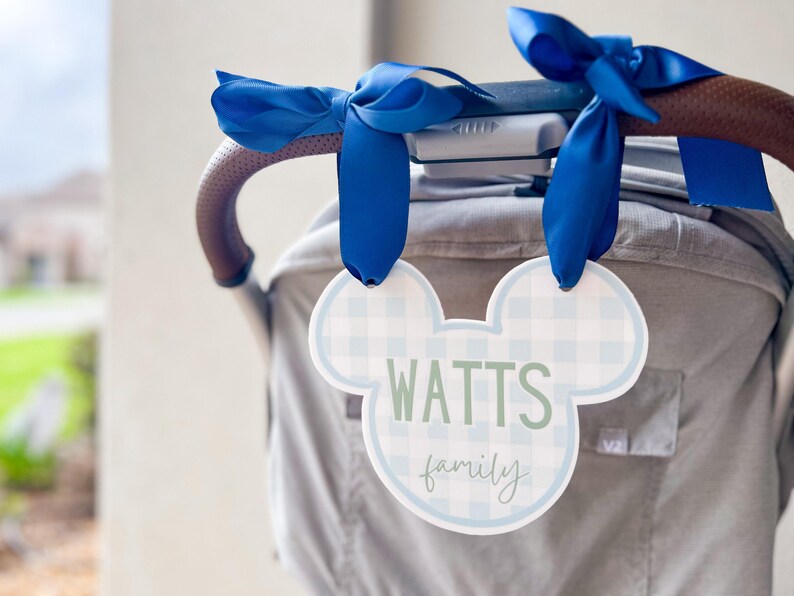 Personalized Stroller Tag, Mouse Ear Name Sign, Theme Park Stroller Tag ...