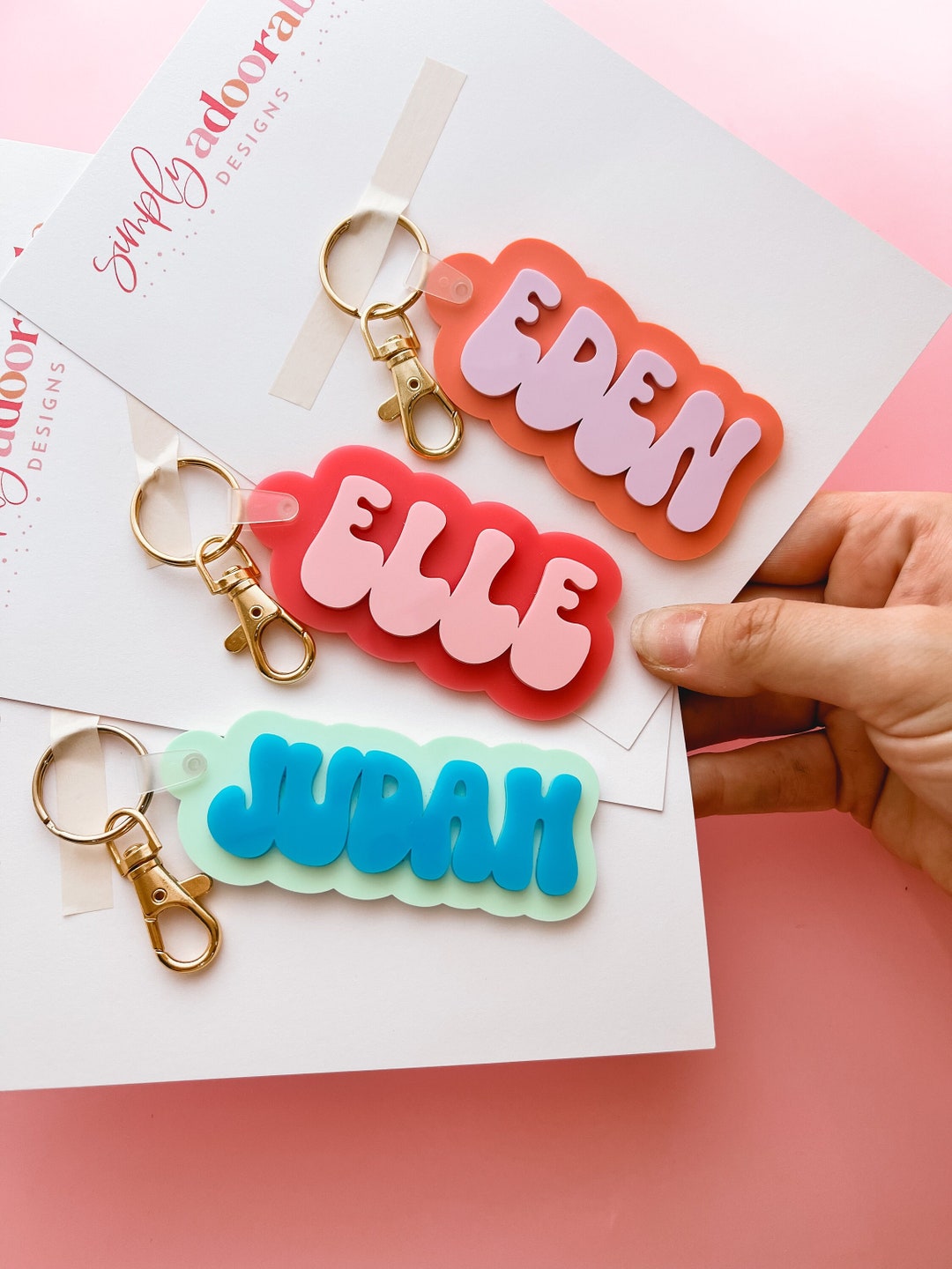 Groovy Backpack Name Tag, Acrylic Keychain, Retro Name Keychain ...