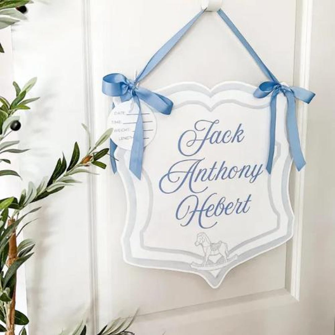 Boy Hospital Door Hanger, Custom Baby Boy or Girl, Personalized Newborn ...