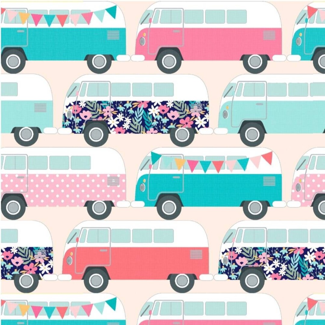 Vintage Bus Fabric VW Bus Fabric Cotton Fabric Spring Bus Fabric - Etsy