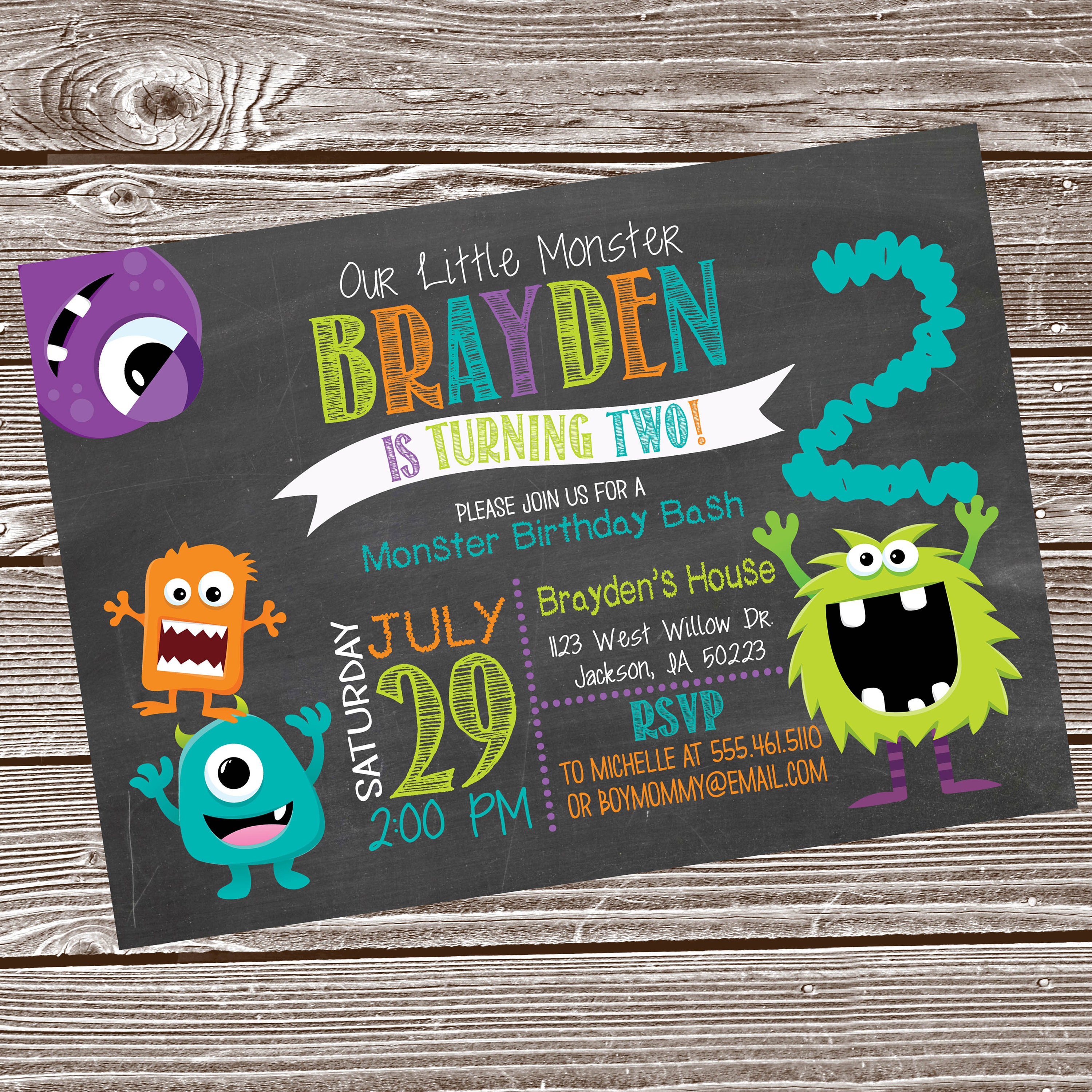 Monster Birthday Party Invitation - Etsy