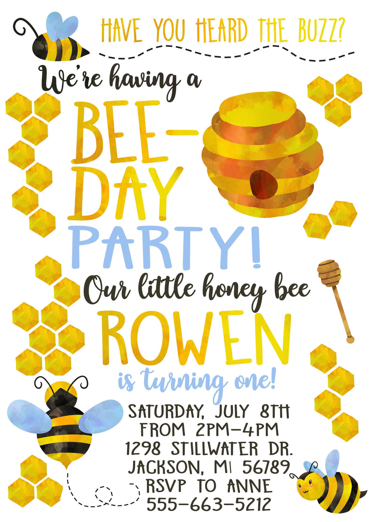 Bee Birthday Invitation - Etsy