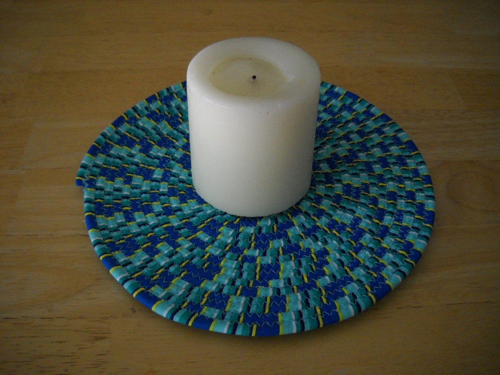 Trivet//round Trivet//coiled Fabric Trivet//round Potholder//turquoise ...