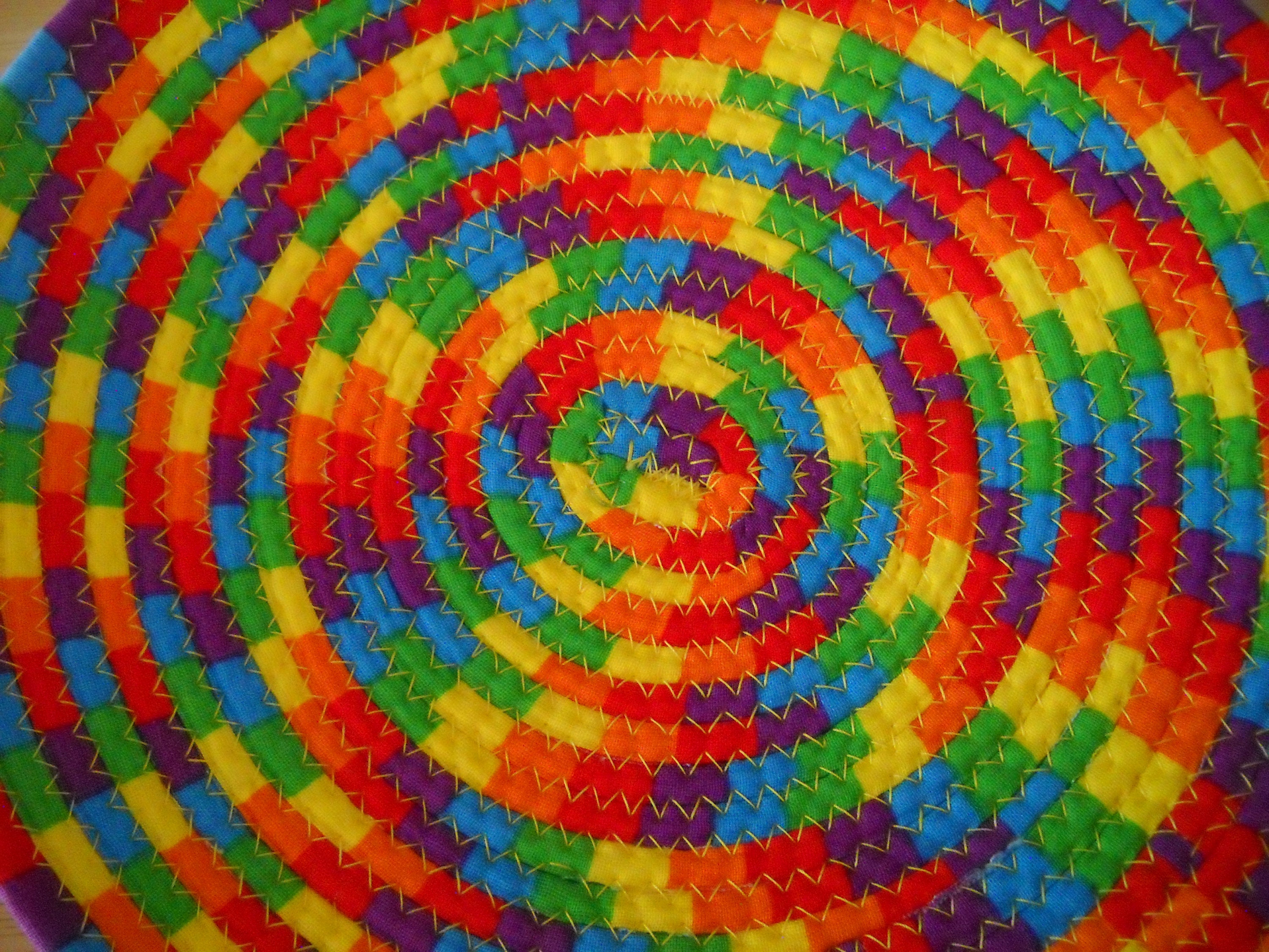 Trivet//round Trivet//coiled Fabric Trivet//round Potholder//rainbow ...
