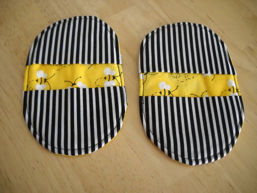 Mini Mitts//small Hotpad Set//black Yellow Bee Print Mini Mitts ...