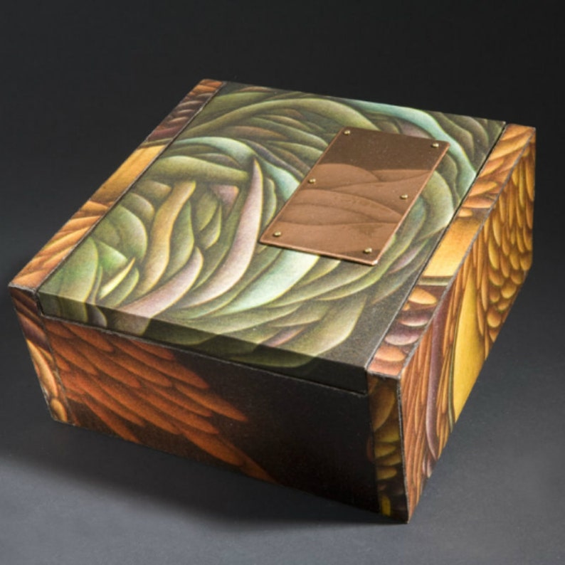 Decoupage Medium Square Box Adorned With Small Copper - Etsy