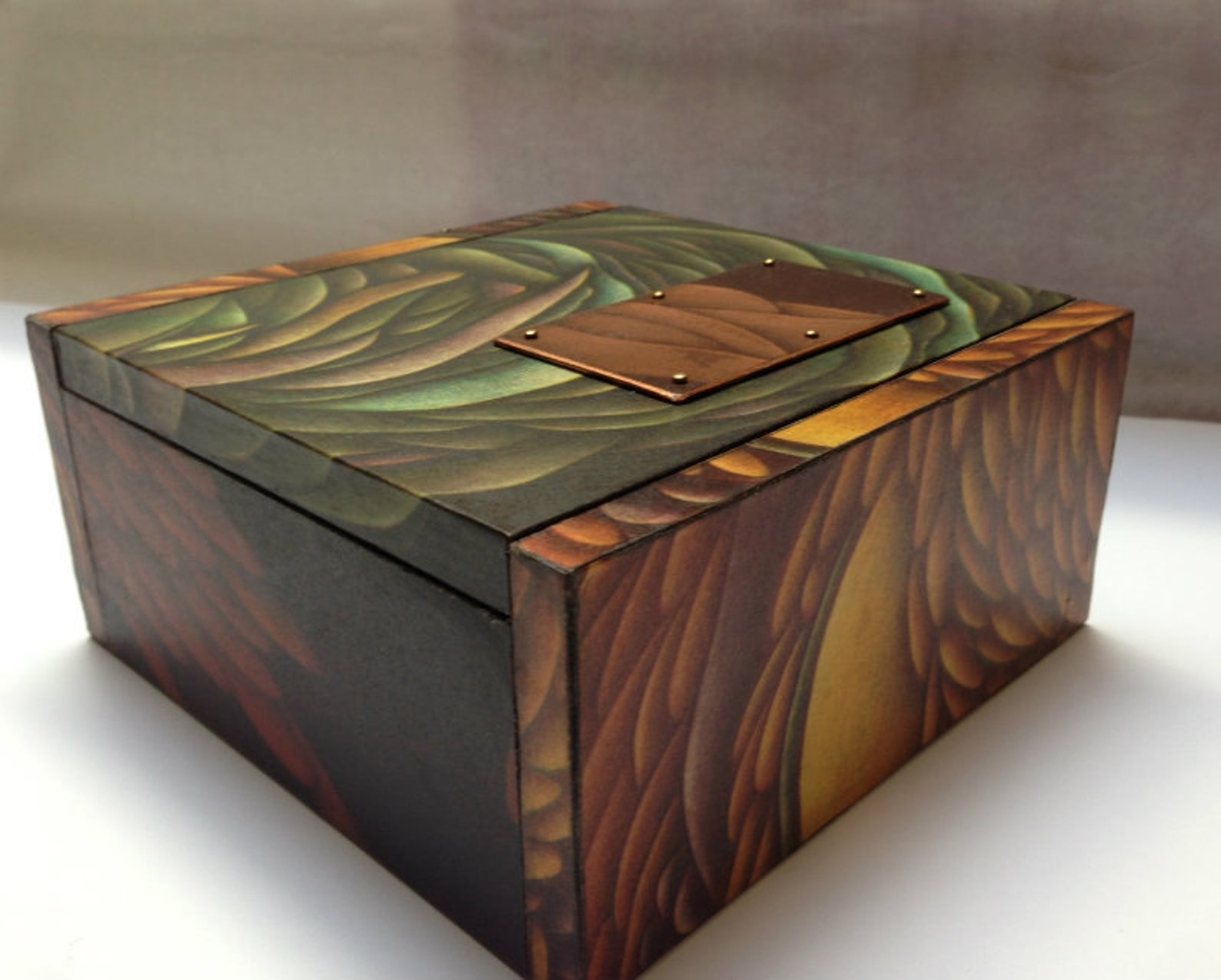 Decoupage Medium Square Box Adorned With Small Copper - Etsy
