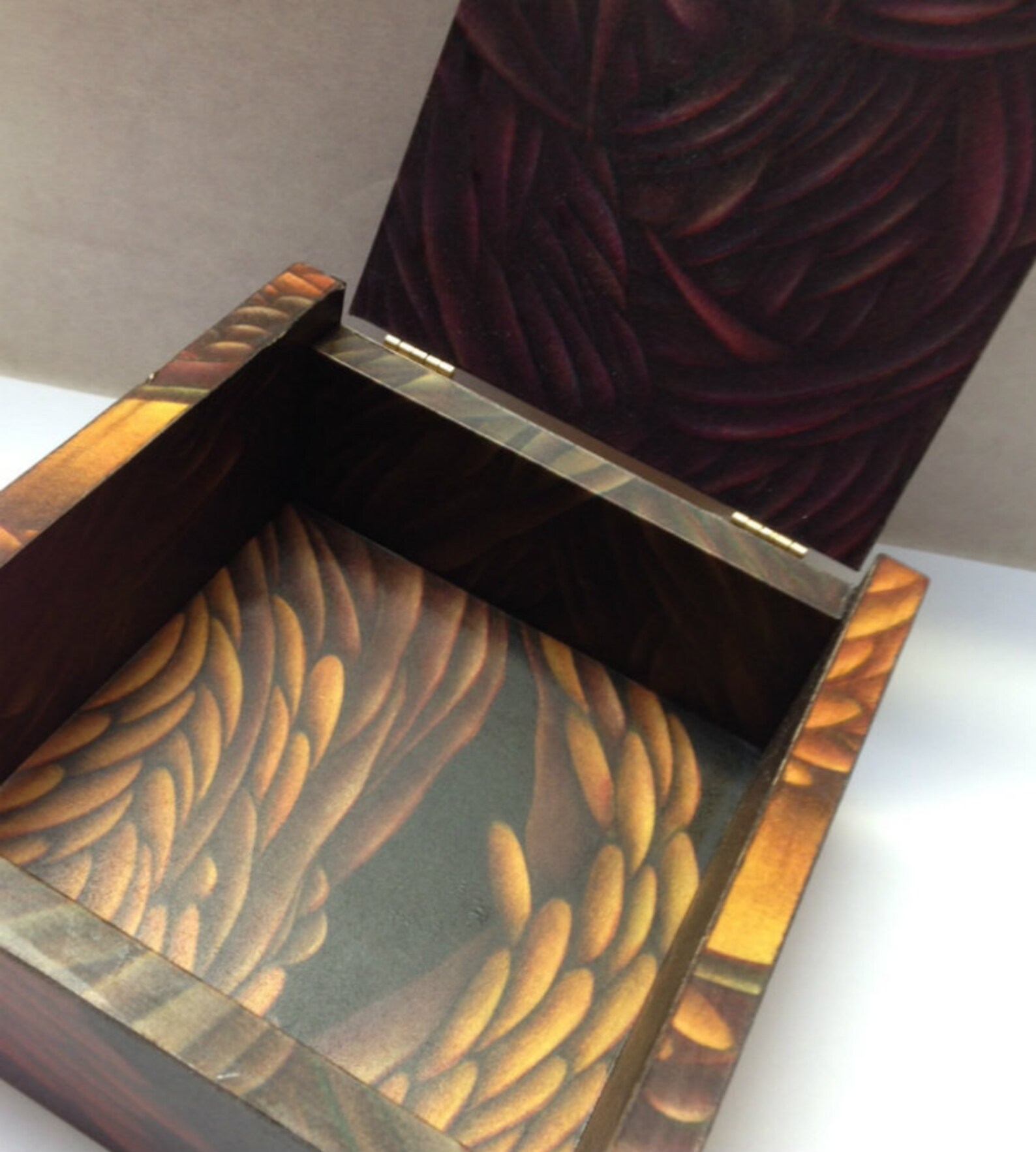 Decoupage Medium Square Box Adorned With Small Copper - Etsy