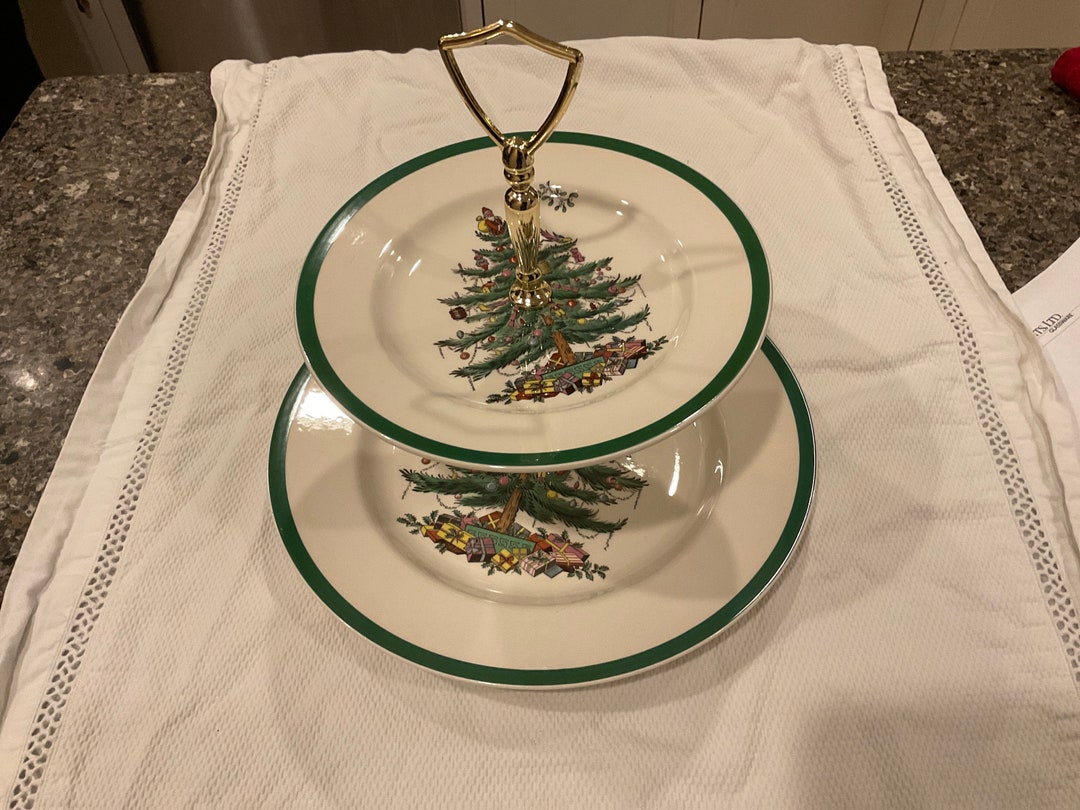 Vintage Spode Christmas Tree Two Tiered Serving Tray With Extra ...
