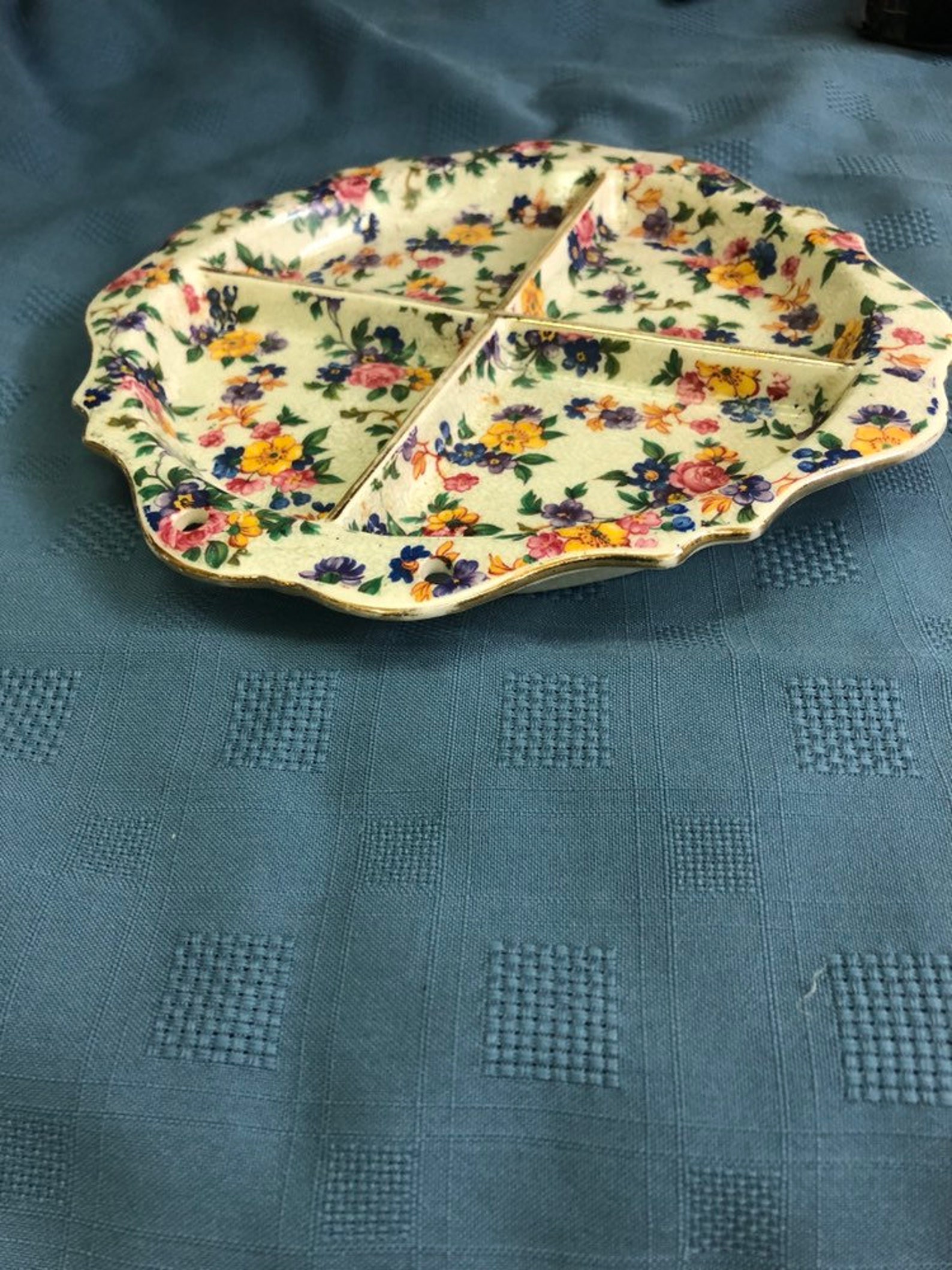Vintage Warwick Erphila Chintz Pattern Divided Plate - Etsy