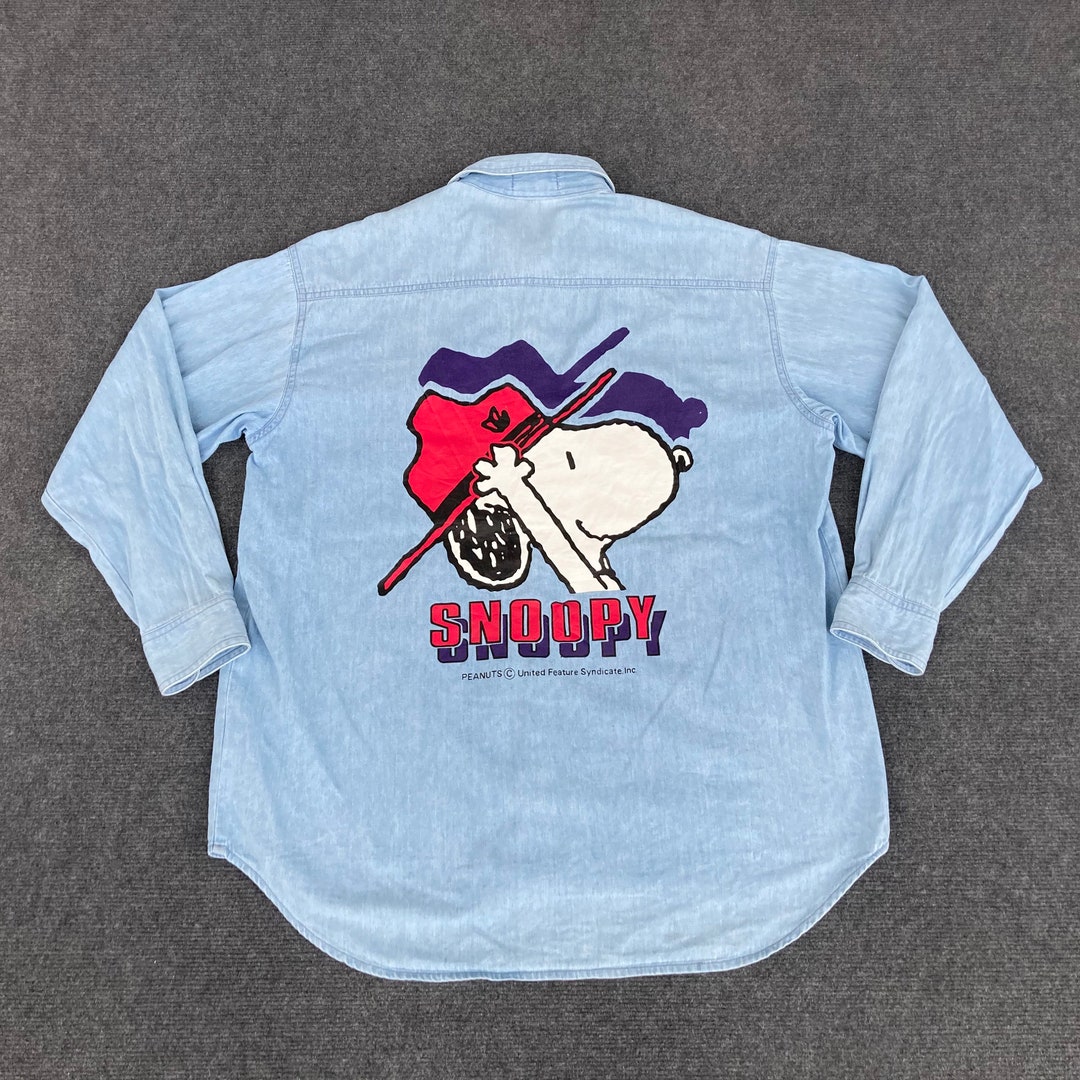 Vintage Snoopy Denim Long Sleeve Shirt - Etsy