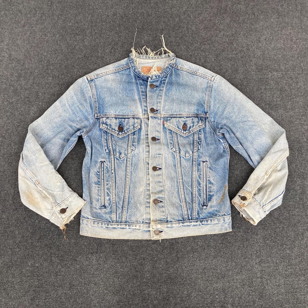 Vtg Levis Ripped Trucker Jeans 90s 80s Jacket - Etsy