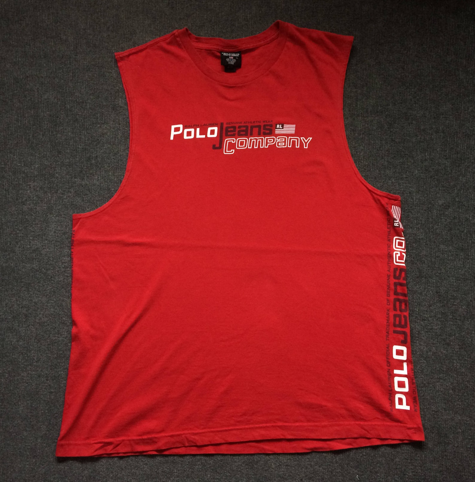 Vintage Polo Jeans Singlet Ralph Lauren Polo Sport Rugby 90s Mens Shirt ...