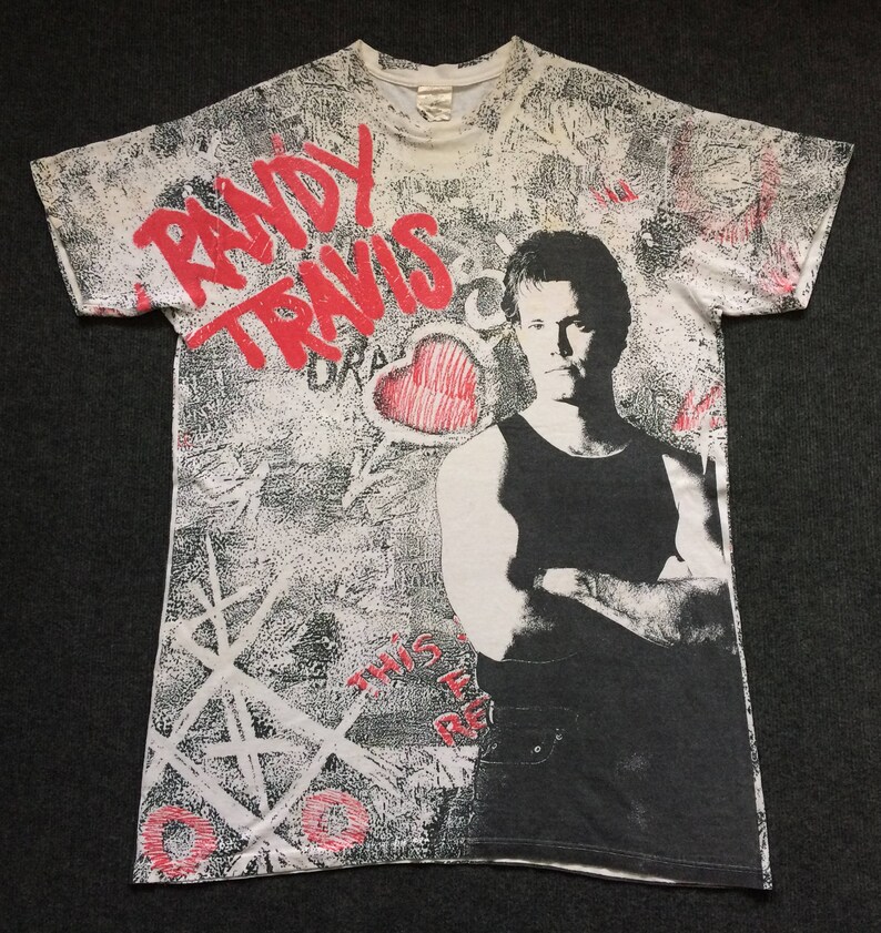 Vintage Randy Travis Tour Full Print Overprint Country Music XL Rare T ...