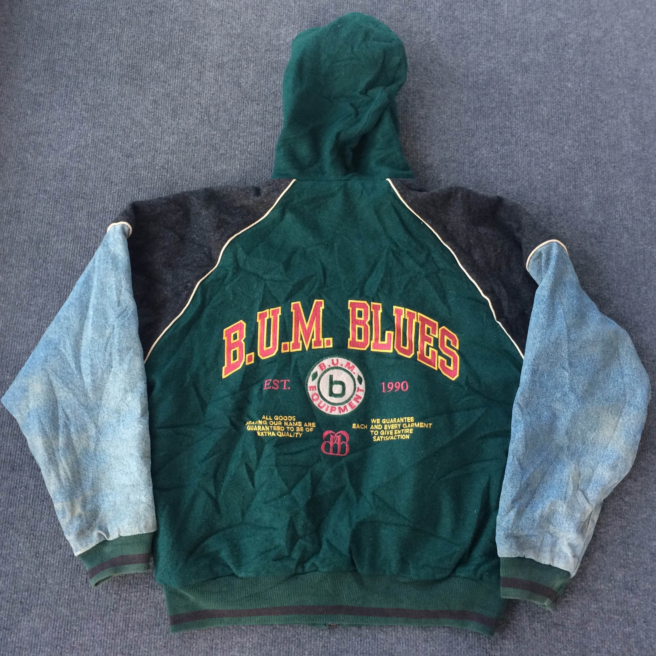 Vintage BUM Equipment Varsity Bomber Jacket 90s 80s Denim Baseball ...