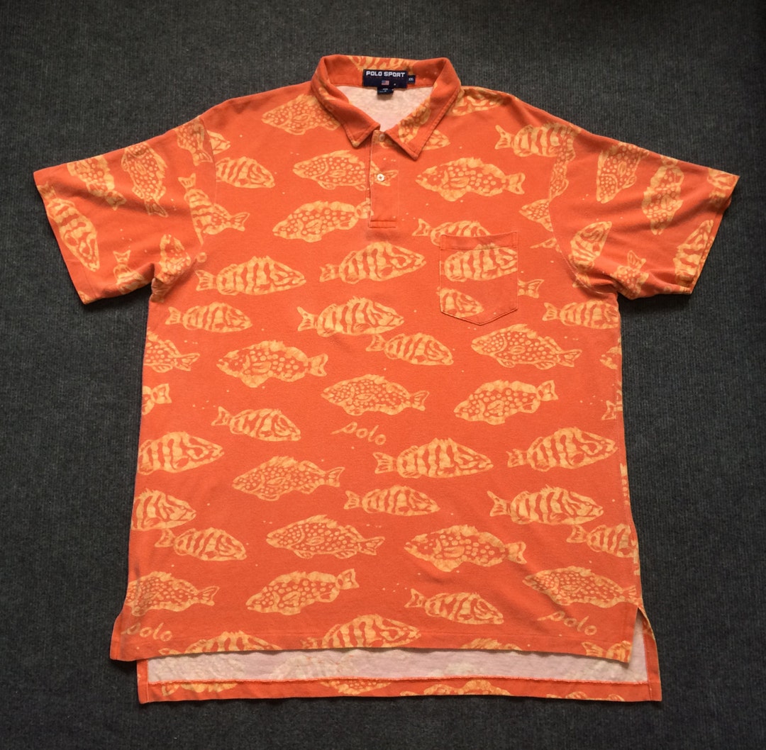 Vintage Polo Ralph Lauren Fish Polo Sport 90s Short Sleeve Rare Shirt ...
