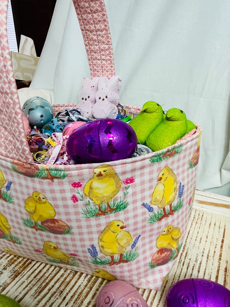 Fabric Easter Basket Fully-lined, Easter Chick Basket, Easter Egg Hunt ...