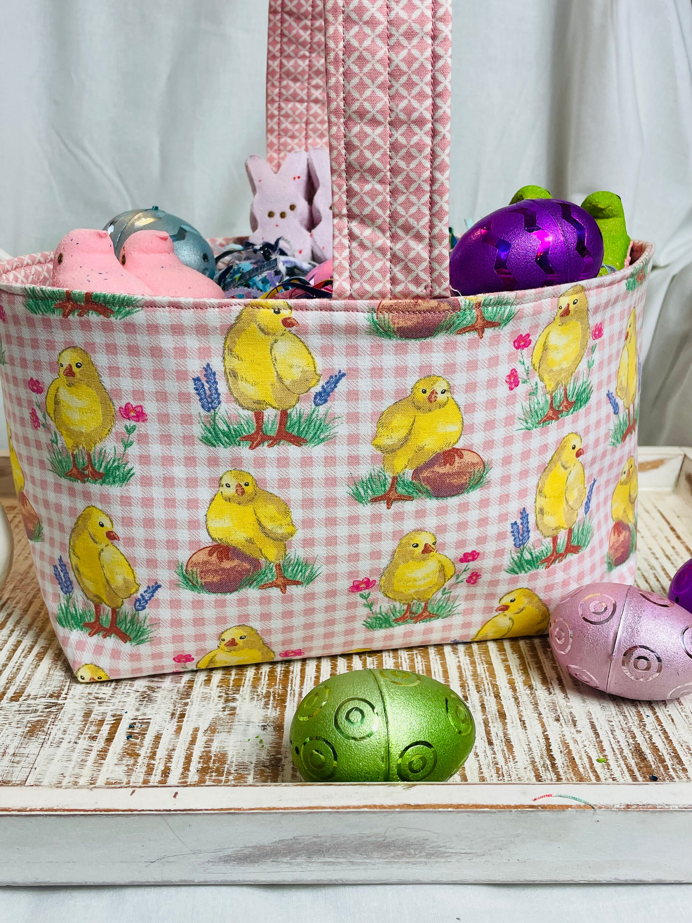 Fabric Easter Basket Fully-lined, Easter Chick Basket, Easter Egg Hunt ...